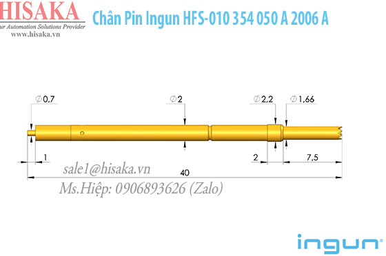 Chân Pin Ingun HFS-010 354 050 A 2006 A - Ingun Radio-frequency probe