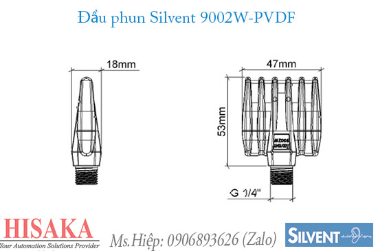 Đại lý đầu phun Silvent 9002W-PVDF - Béc phun Silvent chính hãng