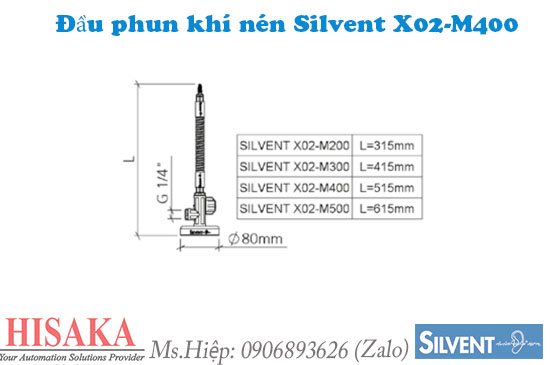 Đầu phun khí nén Silvent X02-M400- Air Nozzle Silvent X02-M400
