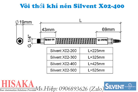Vòi thổi khí nén Silvent X02-400 - Air nozzle Silvent X02-400