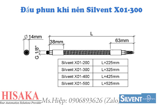 Đầu phun khí nén Silvent X01-300 - Sản phẩm THK - Công ty TNHH Hisaka Việt Nam